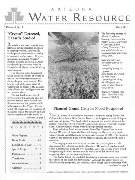 Arizona Water Resource March 1995 | Water Resources Research Center ...