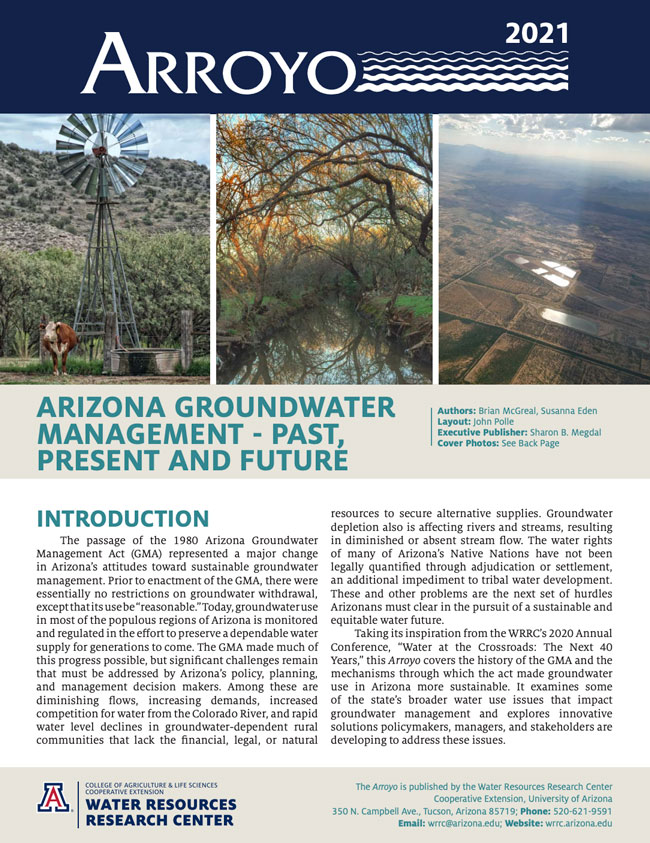 Arroyo 2021 - Arizona Groundwater Management: Past, Present and Future ...