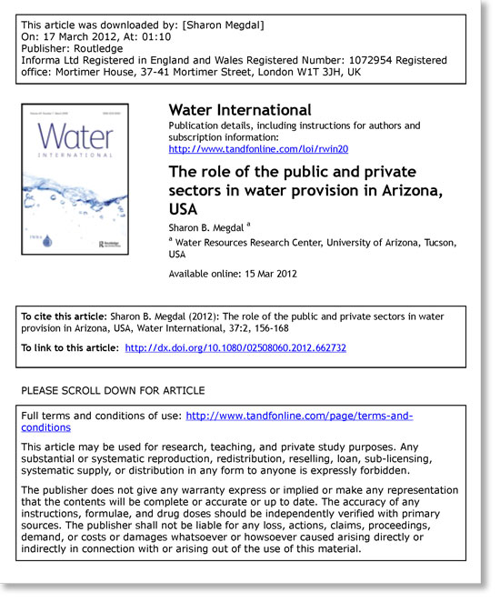 AZ Public-Private Water Utility Ownership, A Changing Landscape | Water ...
