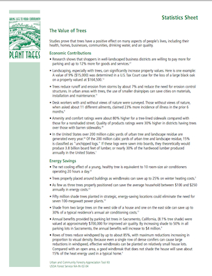 The Value of Trees Statistics Sheet | Water Resources Research Center ...
