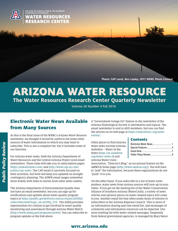 Arizona Water Resource - Fall 2018 | Water Resources Research Center ...