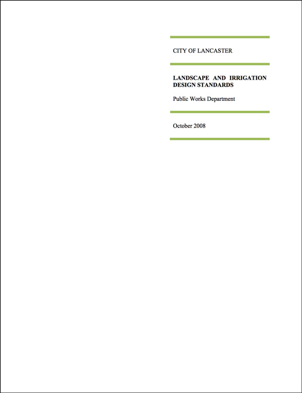 City of Lancaster Landscape and Irrigation Design Standards | Water ...